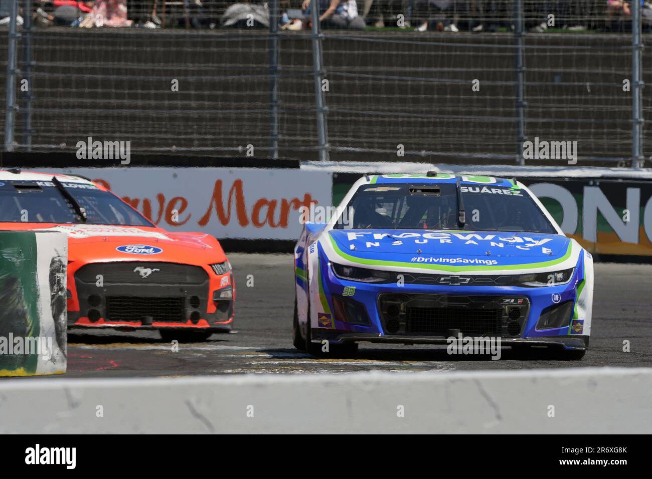 Daniel Suarez (99) drives during a NASCAR Cup Series auto race at ...