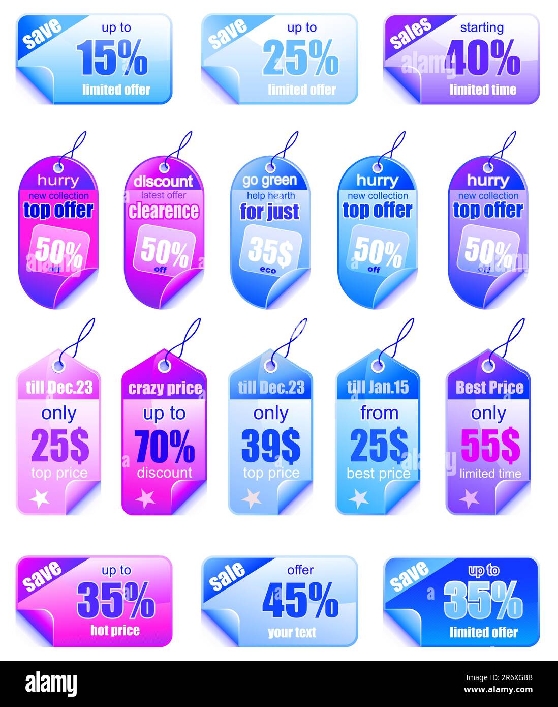 Collection of Christmas Colorful Promotional sales price labels Stock ...