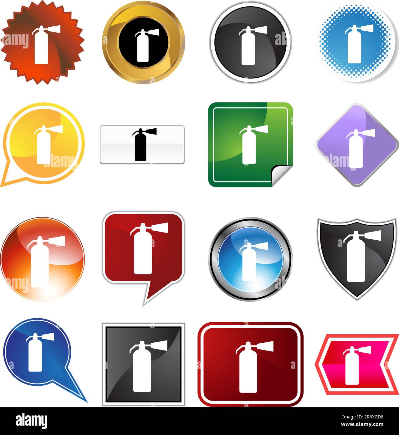 Fire extinguisher icon set isolated on a white background Stock Vector ...