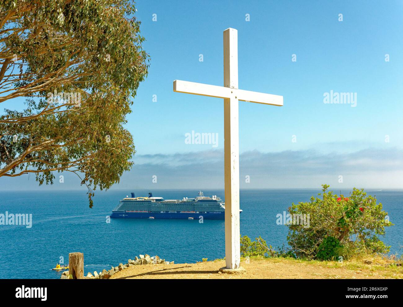 Cross and Celebrity Solstice Off Coast of Avalon Stock Photo - Alamy