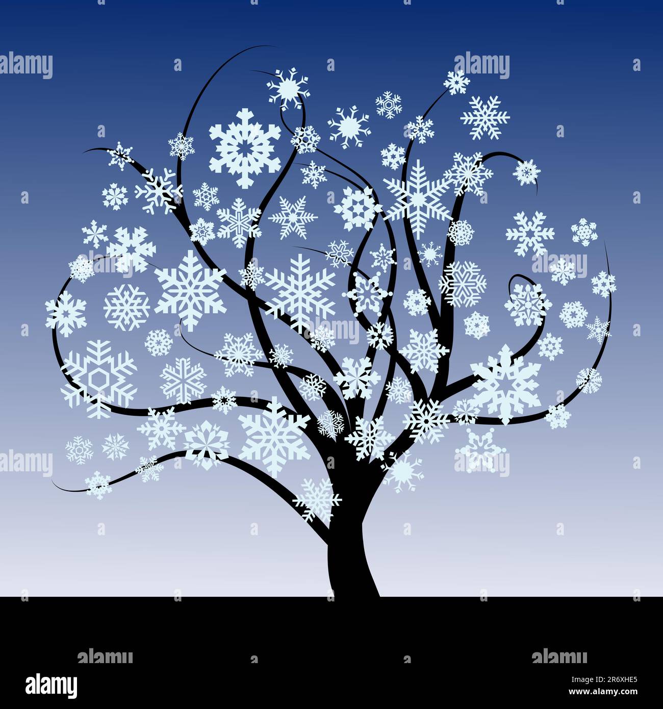 Abstract tree with snowflakes vector illustration Stock Vector Image ...