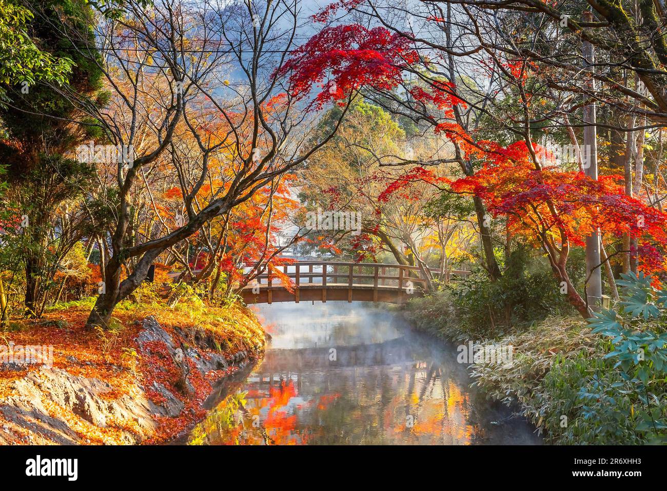 Autumn Scenery in a Park in the Famous Yufuin Resort Town Stock Photo ...