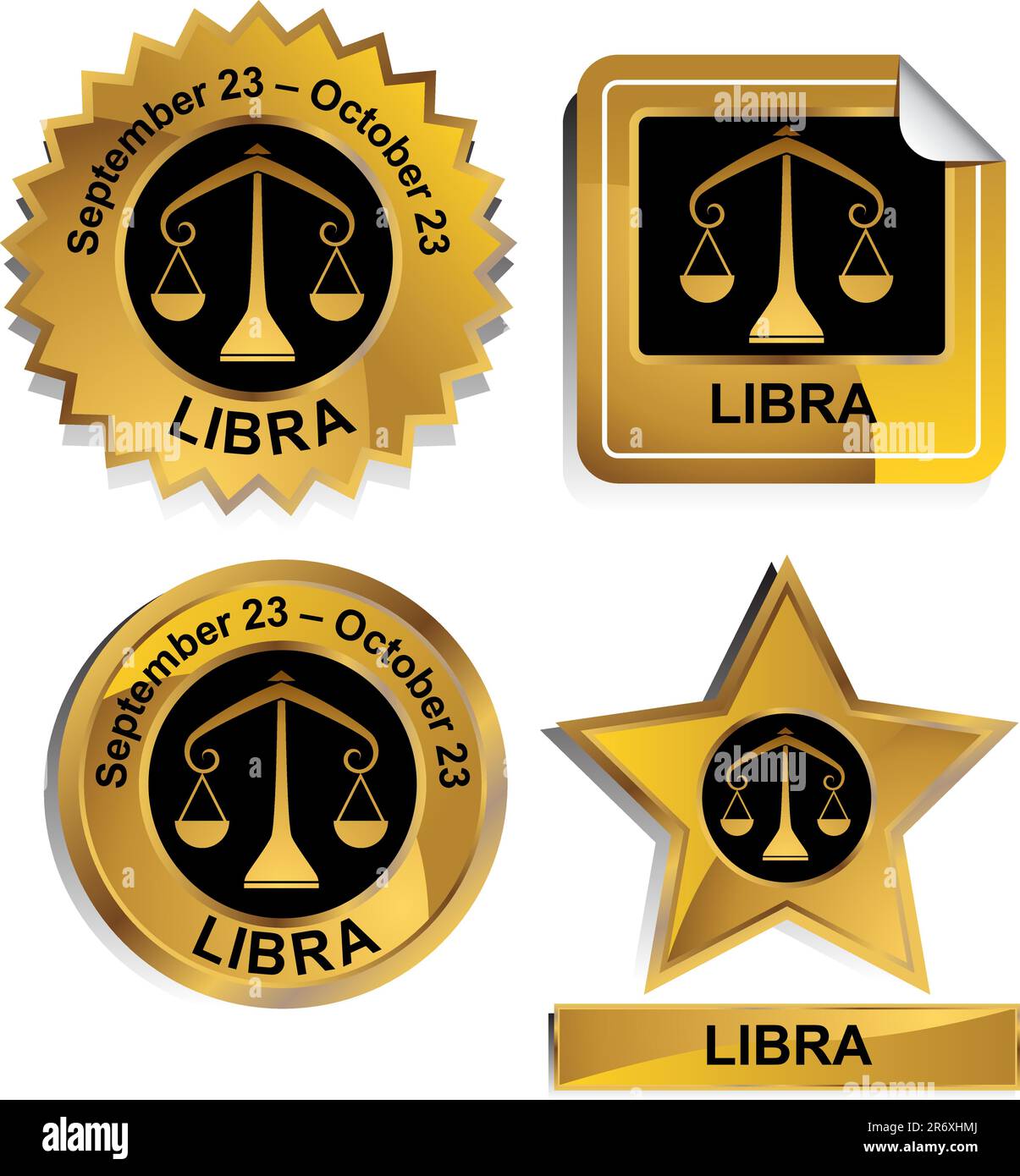 Set of 4 3D zodiac sign buttons - libra Stock Vector Image & Art - Alamy