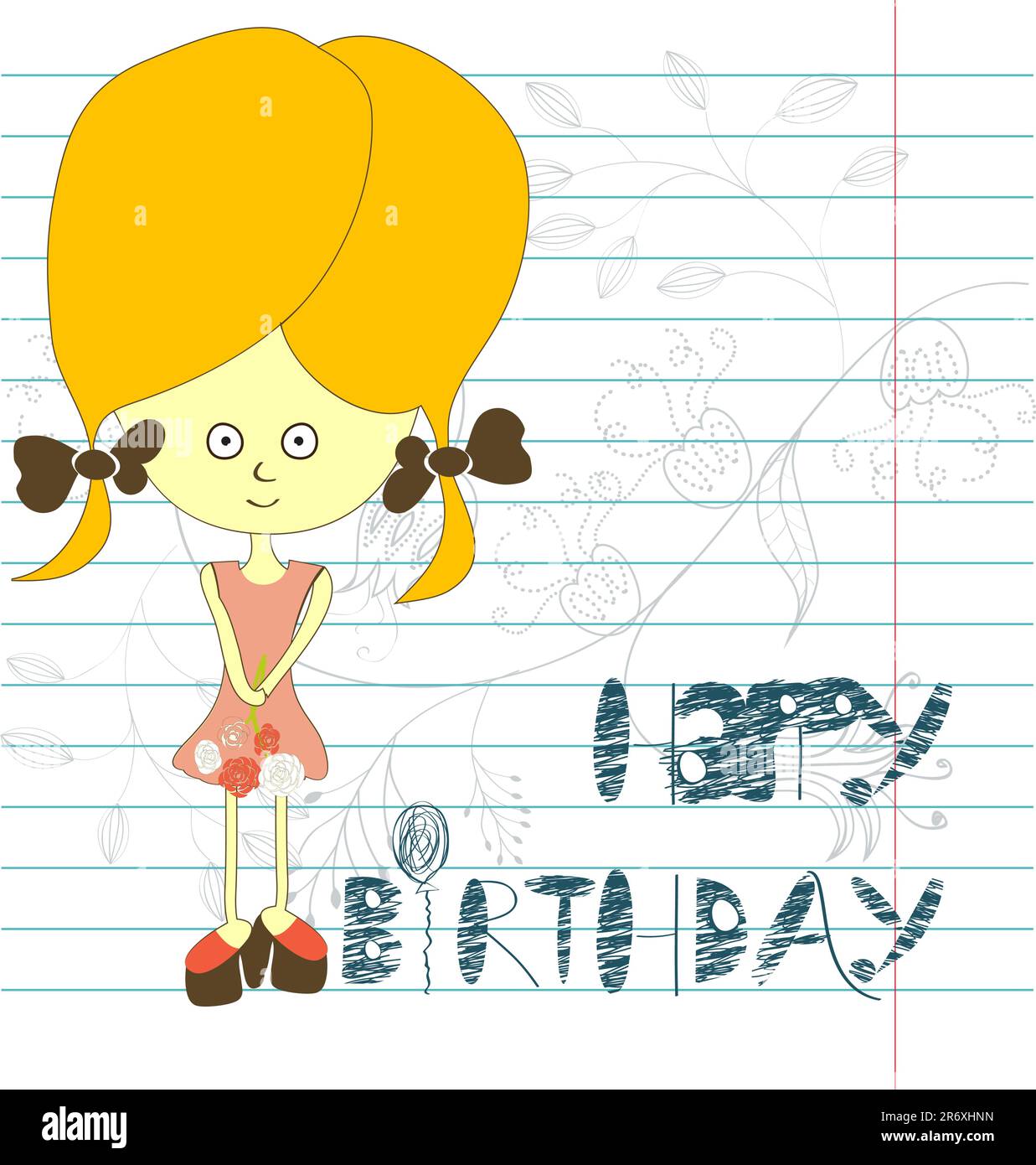 Greeting card birthday girl vintage Cut Out Stock Images & Pictures - Alamy