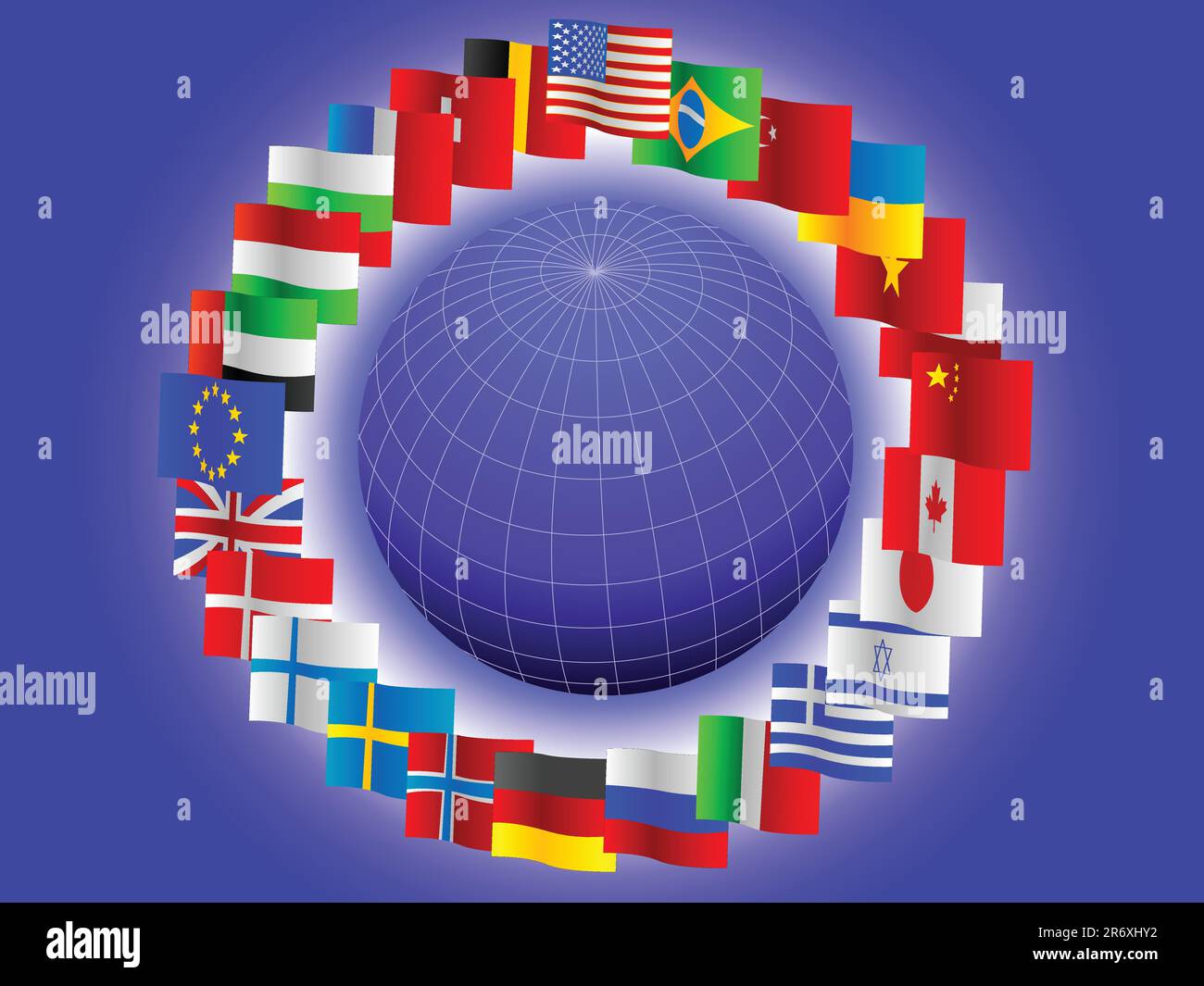 Background from globe and flags of the world in a vector Stock Vector ...