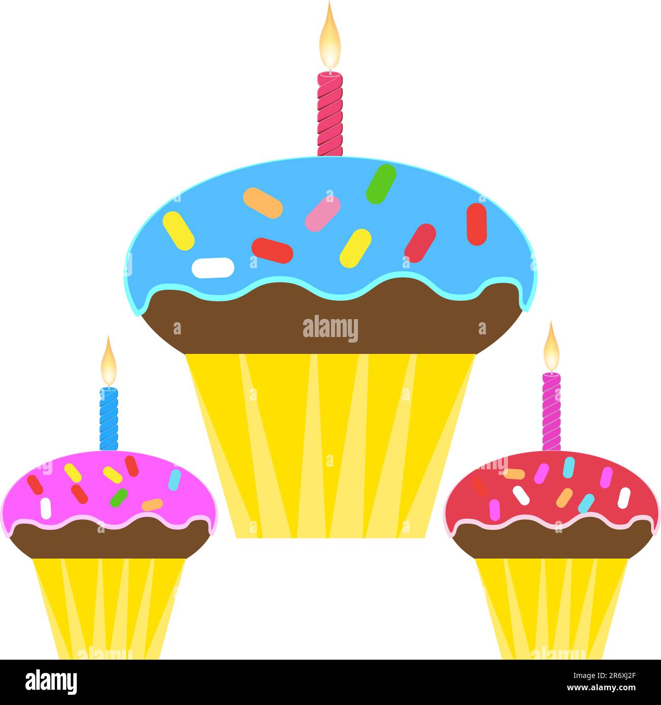 Sweet cupcakes vector set cartoon Cut Out Stock Images & Pictures - Alamy