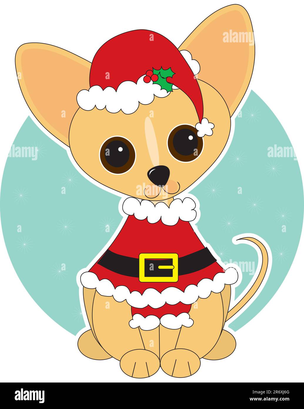Chihuahua dressed for Christmas in a Santa suit Stock Vector Image ...