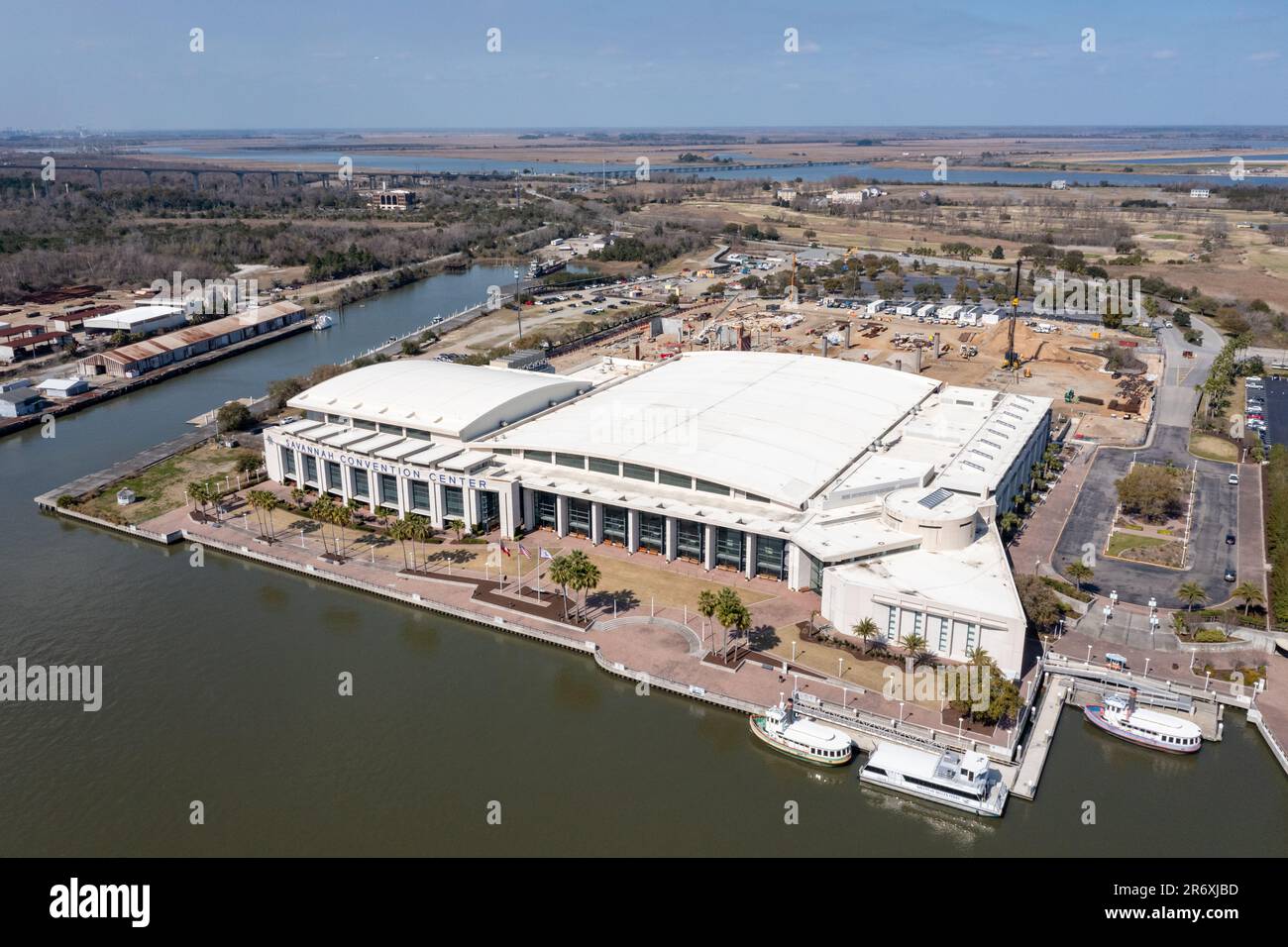Savannah, Georgia - Feb 23, 2022: Aerial shot of the Savannah ...