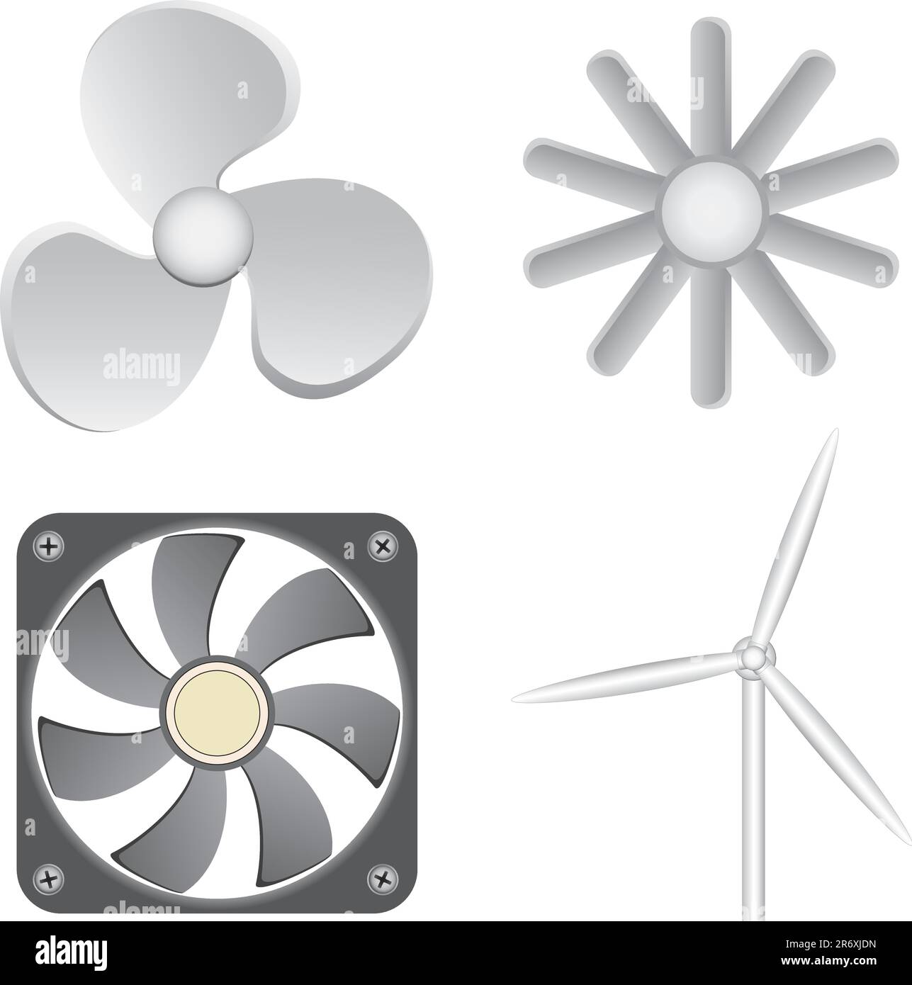 Different fans isolated on the white background Stock Vector Image ...