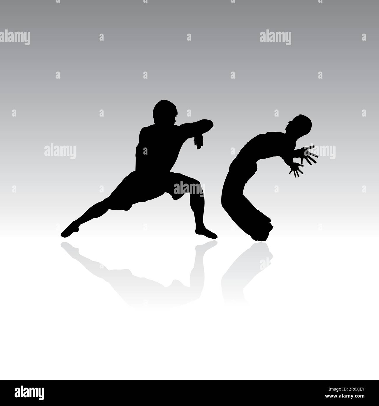 isolated fighter silhouettes, vector illustration Stock Vector Image ...