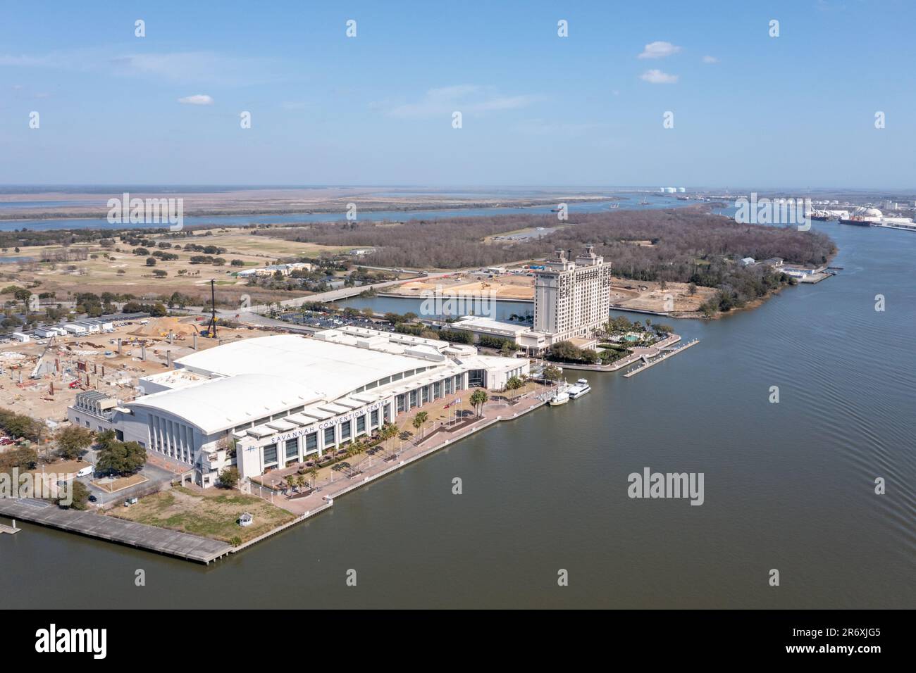 Savannah, Georgia - Feb 23, 2022: Aerial shot of the Savannah ...