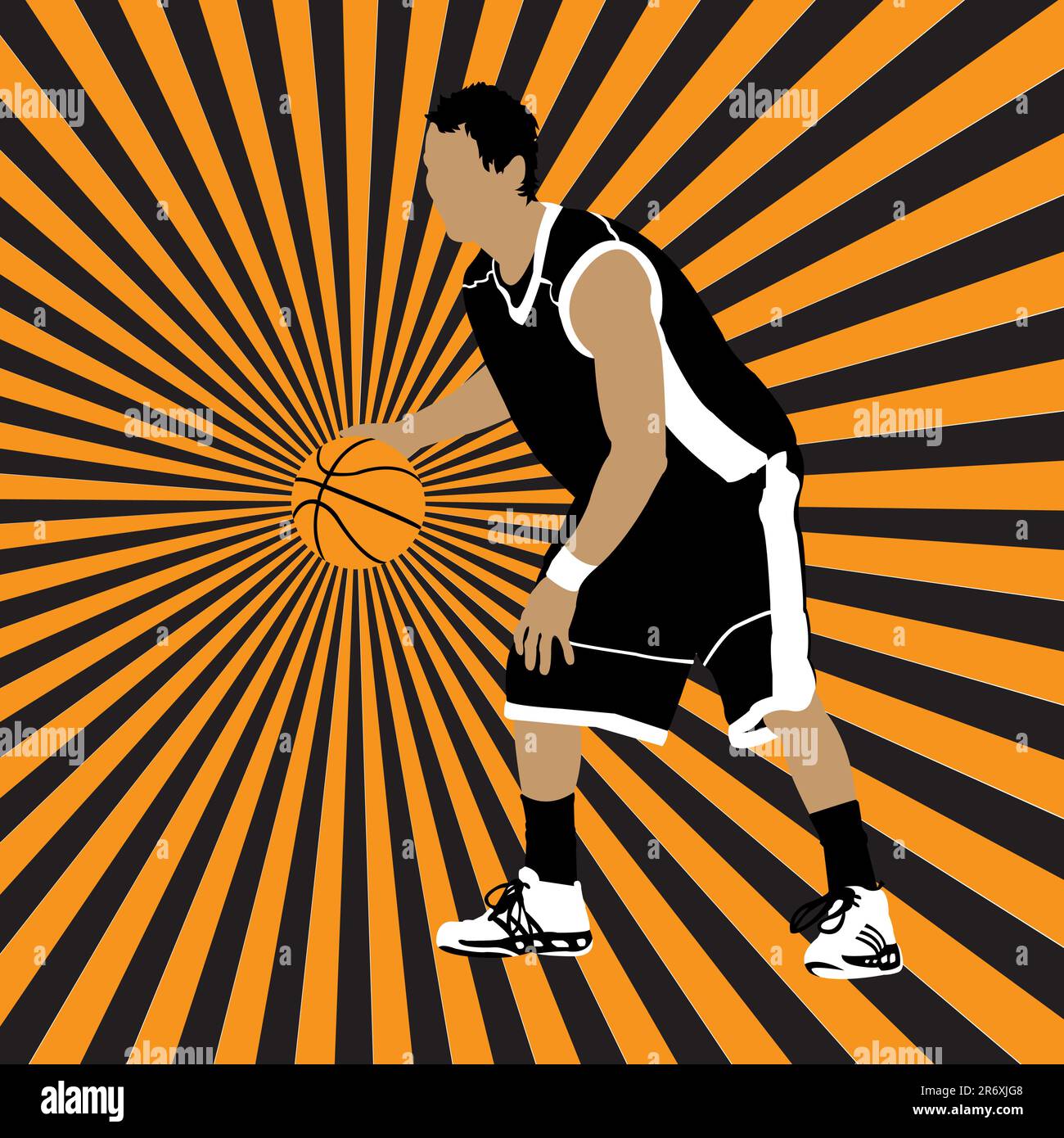 basketball player on striped background, vector illustration Stock ...