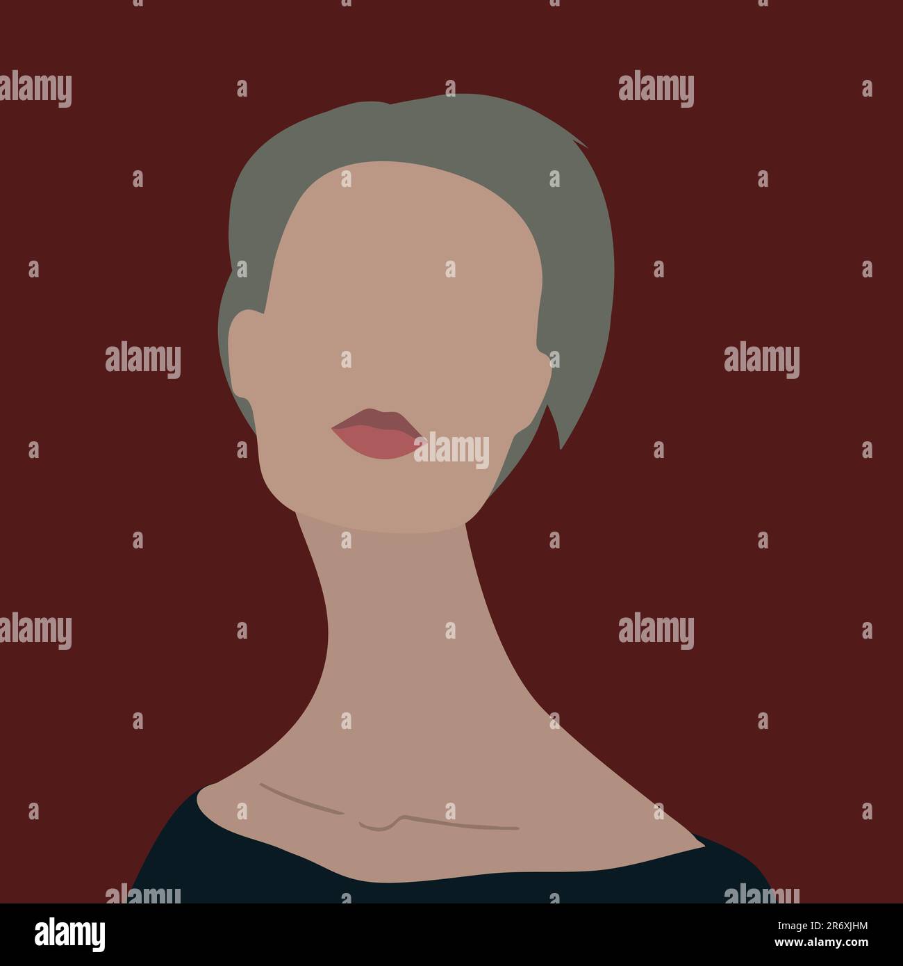 Abstract faceless portrait of a young woman in pale colors. Vector ...