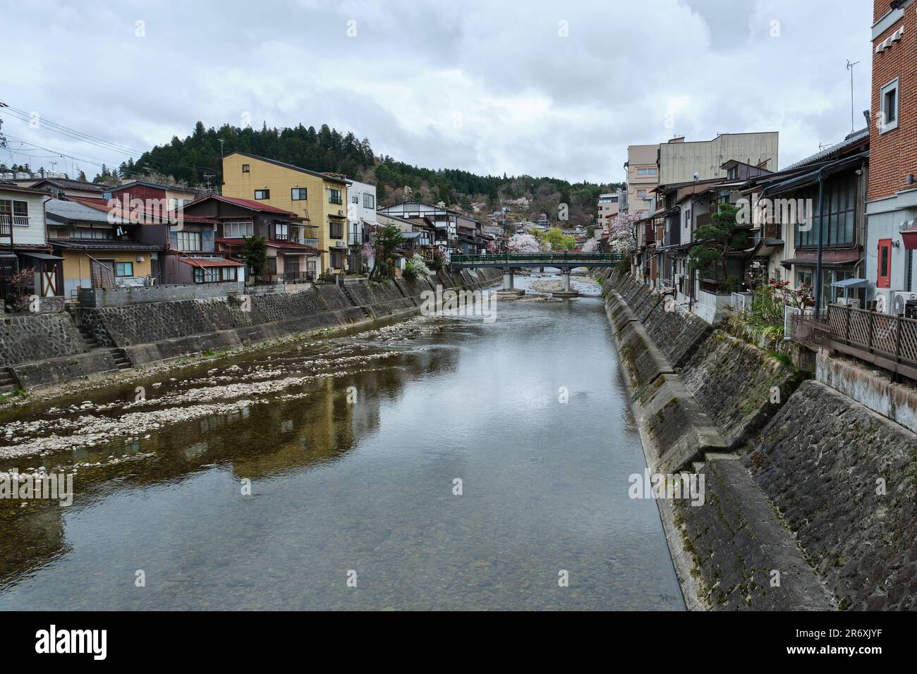 Yanagibashi bridge that cross Miyagawa River in Takayama, Hida, Gifu ...