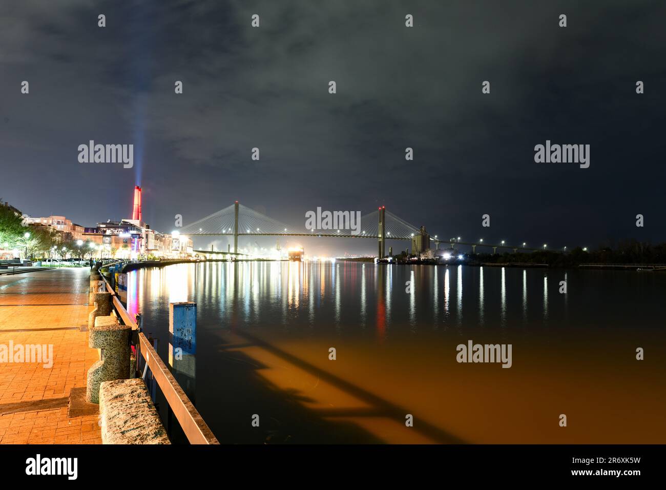 Aerial view of Talmadge Memorial Bridge on a sunny day. The Talmadge ...
