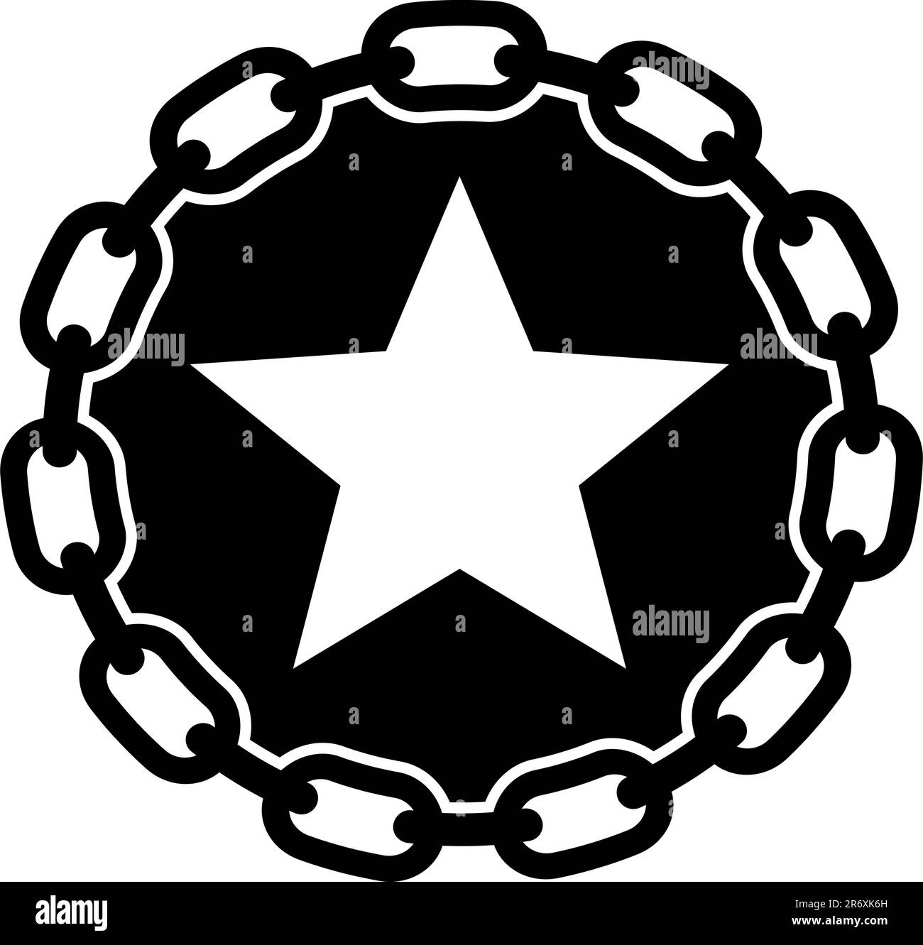 Image of star with surrounding chains - black and white Stock Vector ...