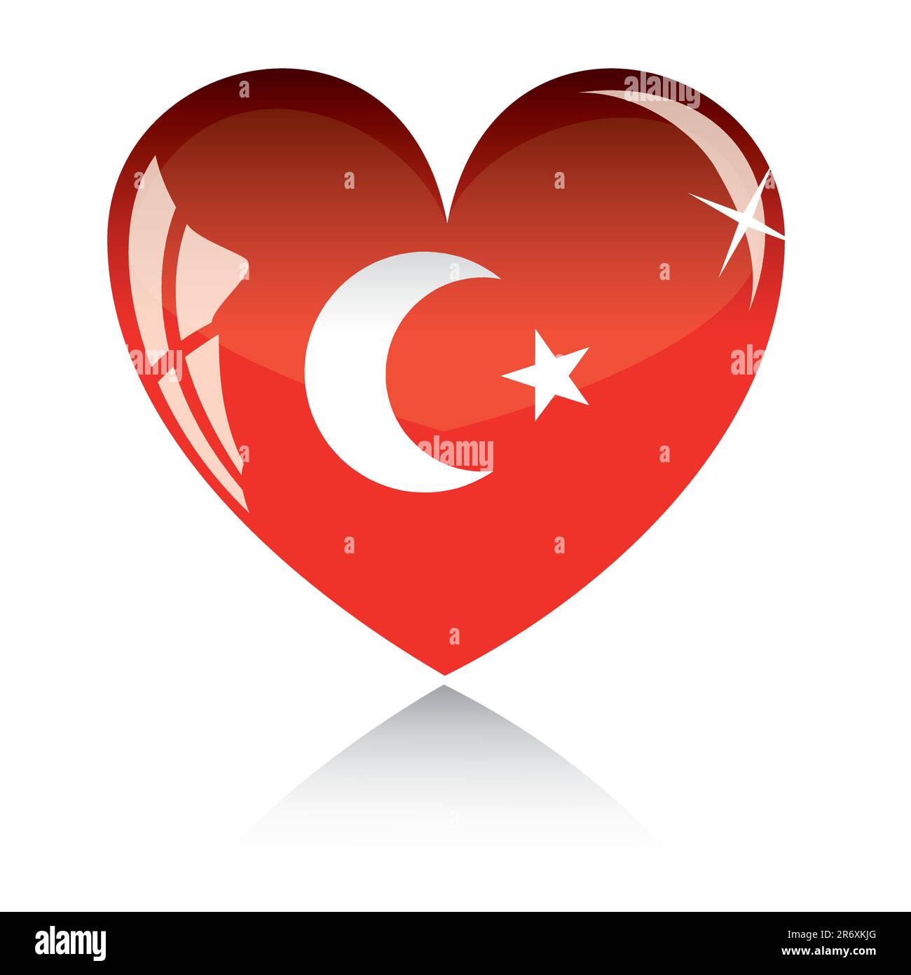 Vector heart with Turkey flag texture isolated on a white background ...
