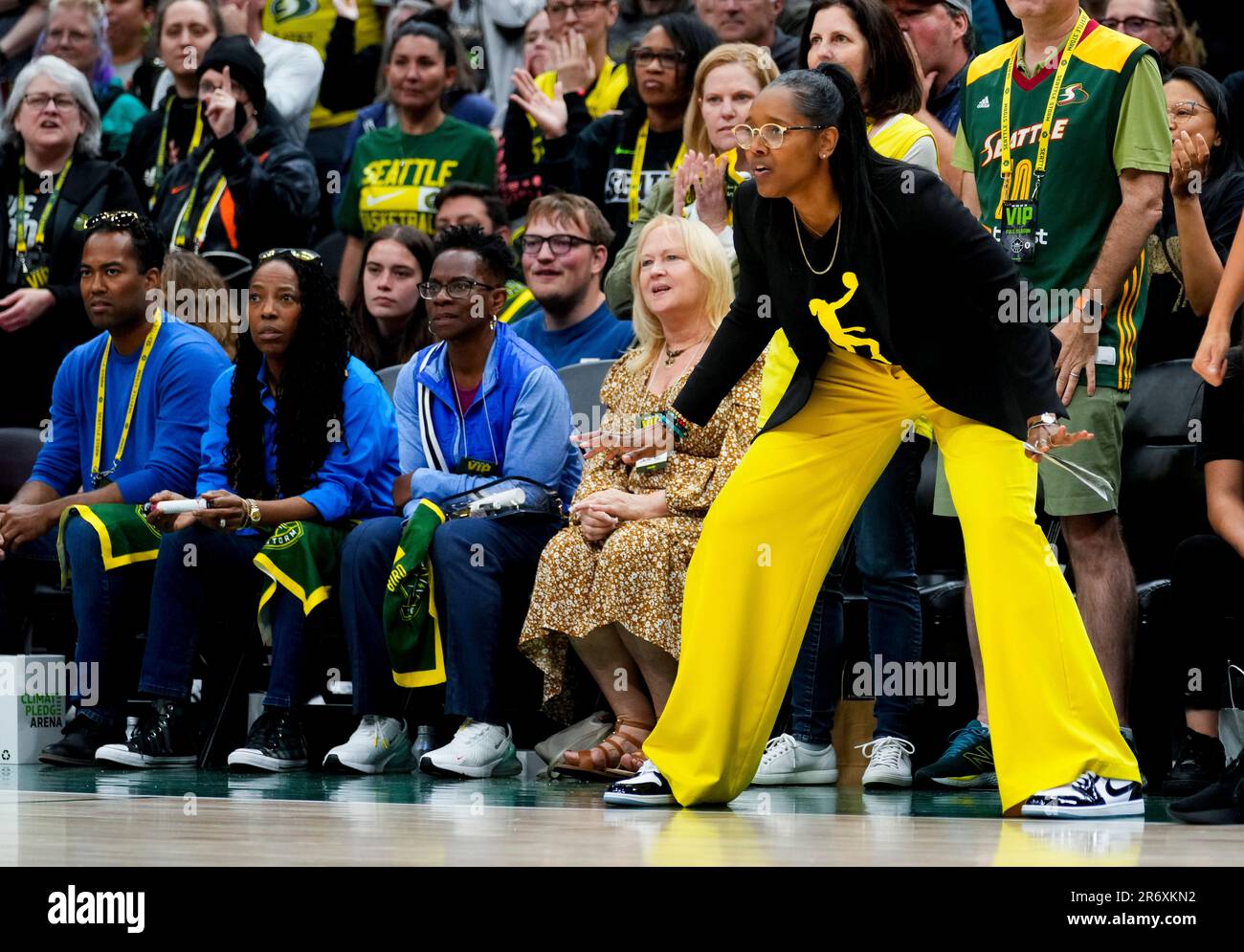 Seattle Storm head coach Noelle Quinn looks on from the side line ...