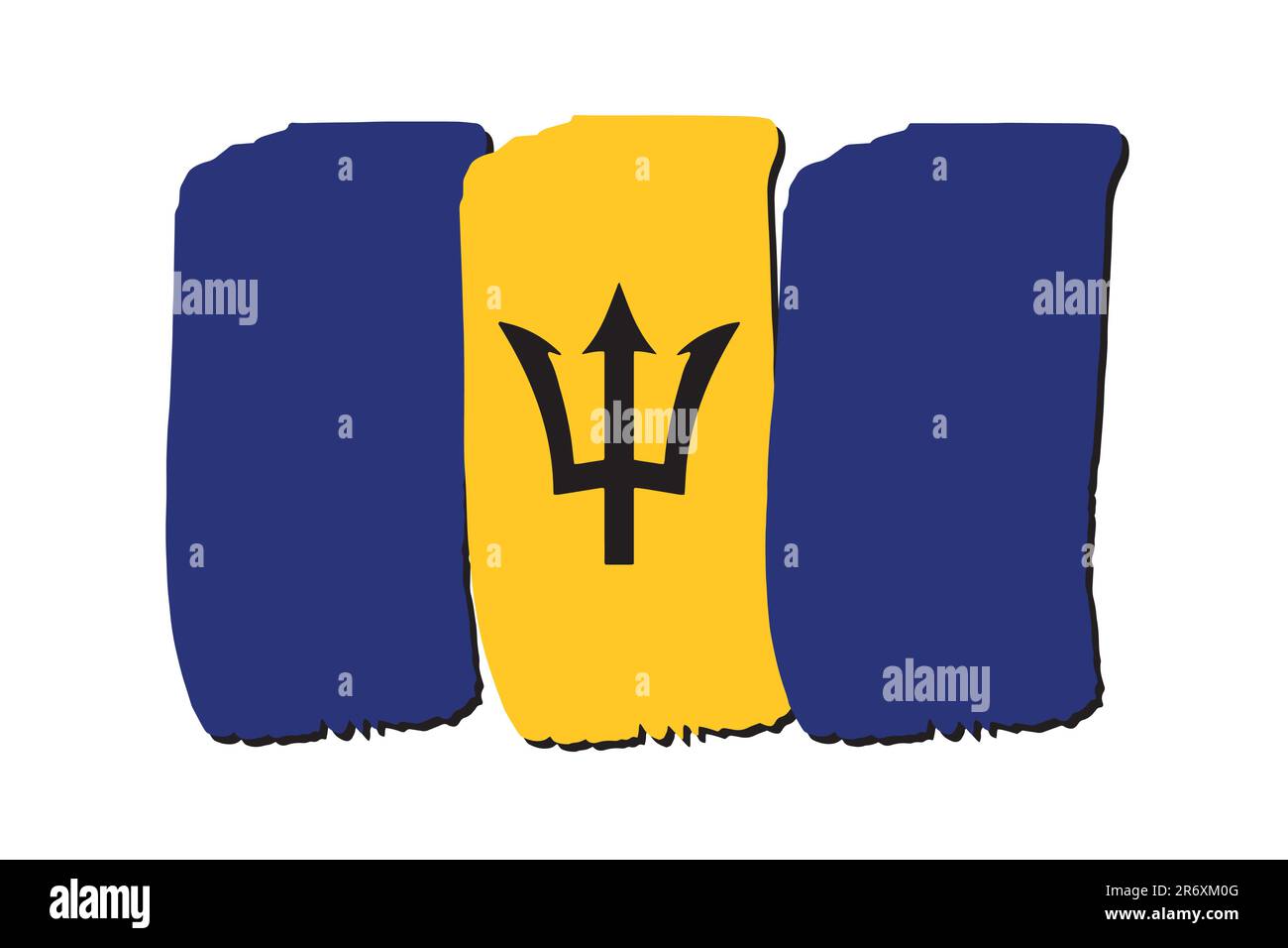 Barbados Flag with colored hand drawn lines in Vector Format Stock ...