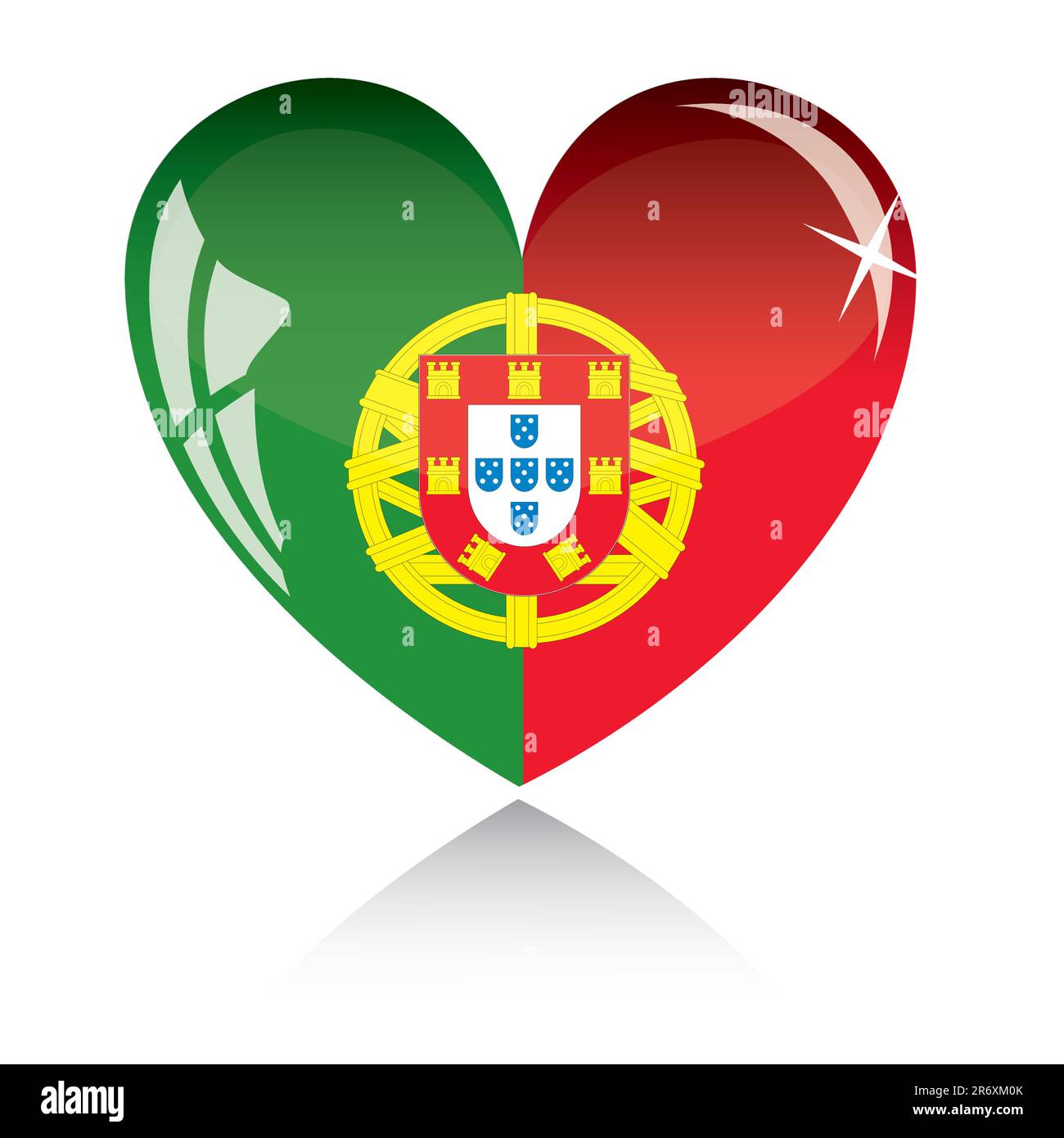 Vector heart with Portugal flag texture isolated on a white background ...