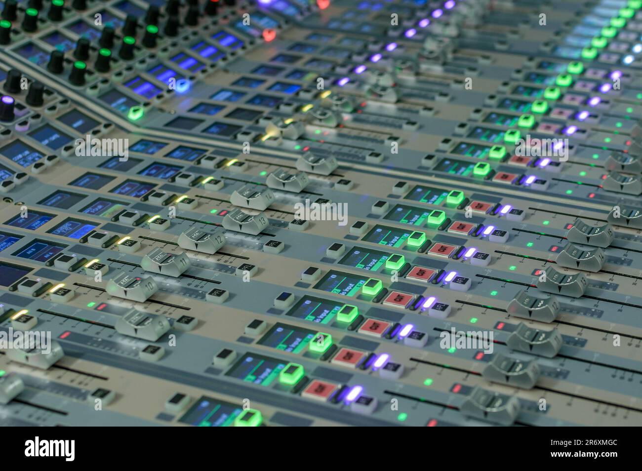 A Calrec Apollo broadcast audio mixing console Stock Photo - Alamy