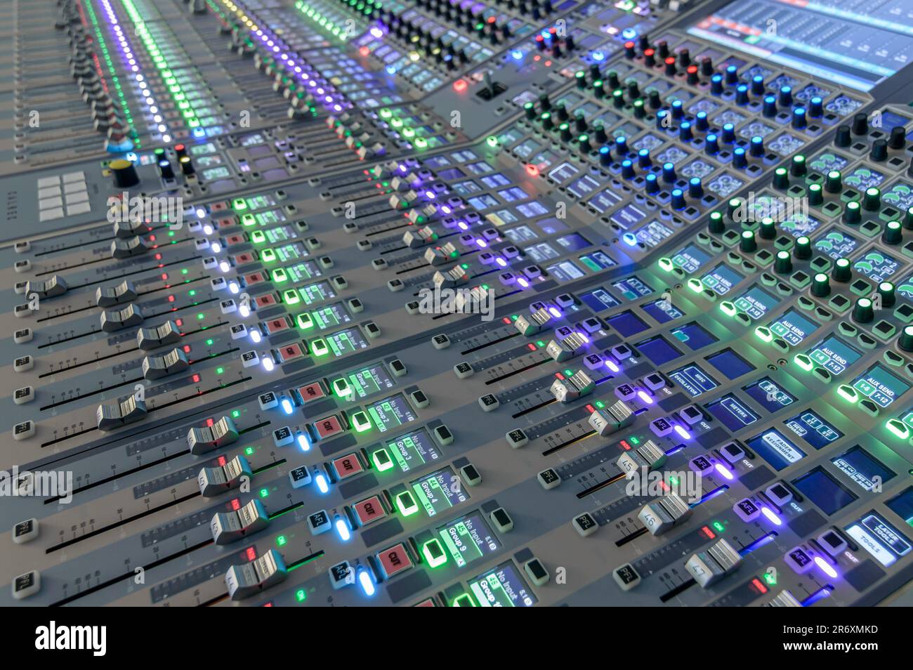 A Calrec Apollo broadcast audio mixing console Stock Photo - Alamy