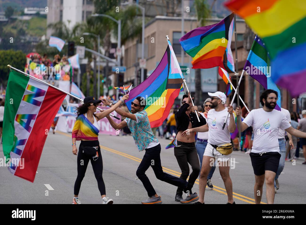 Members of the RAHA Iranian LGBTQ community march at the LA Pride ...