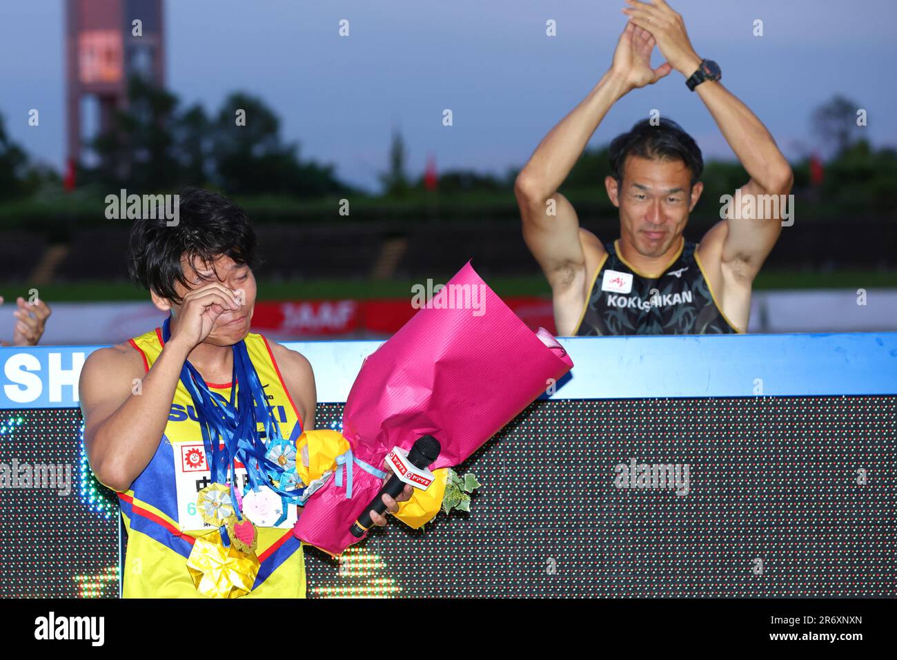 Akita Athletics Stadium, Akita, Japan. 11th June, 2023. (L-R) Akihiko ...