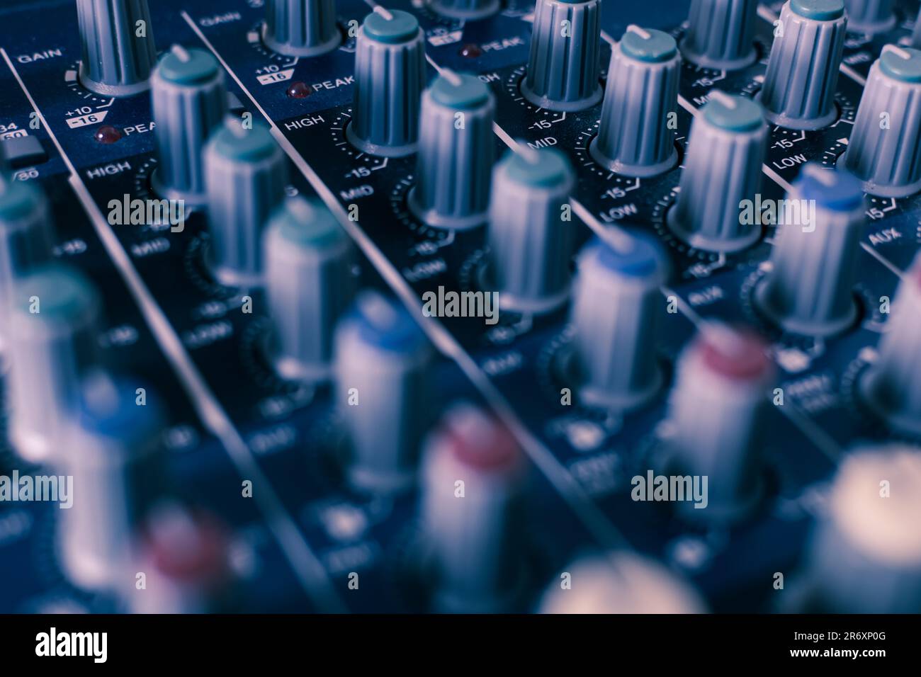 A close-up of a small analogue audio mixing console Stock Photo - Alamy