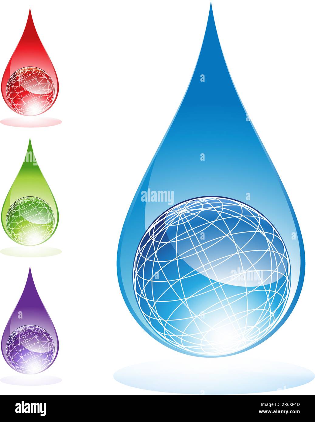 Set of 4 3D water globes Stock Vector Image & Art - Alamy