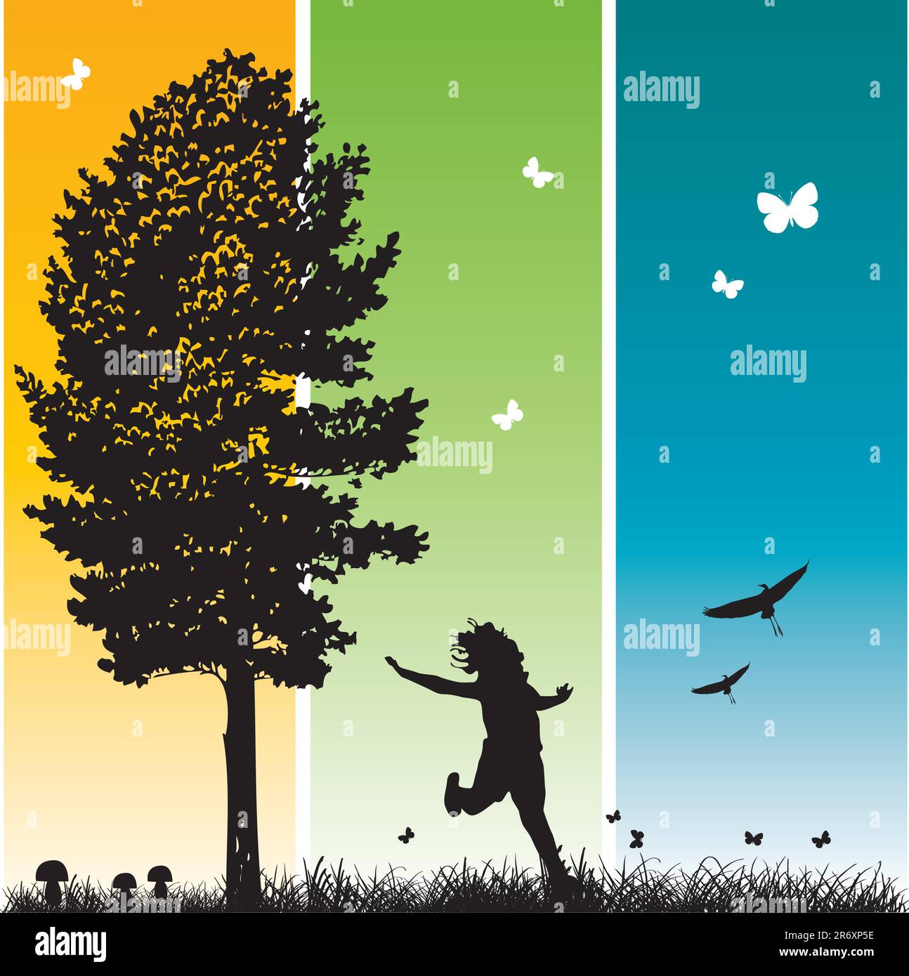 Female on grass Stock Vector Images - Alamy