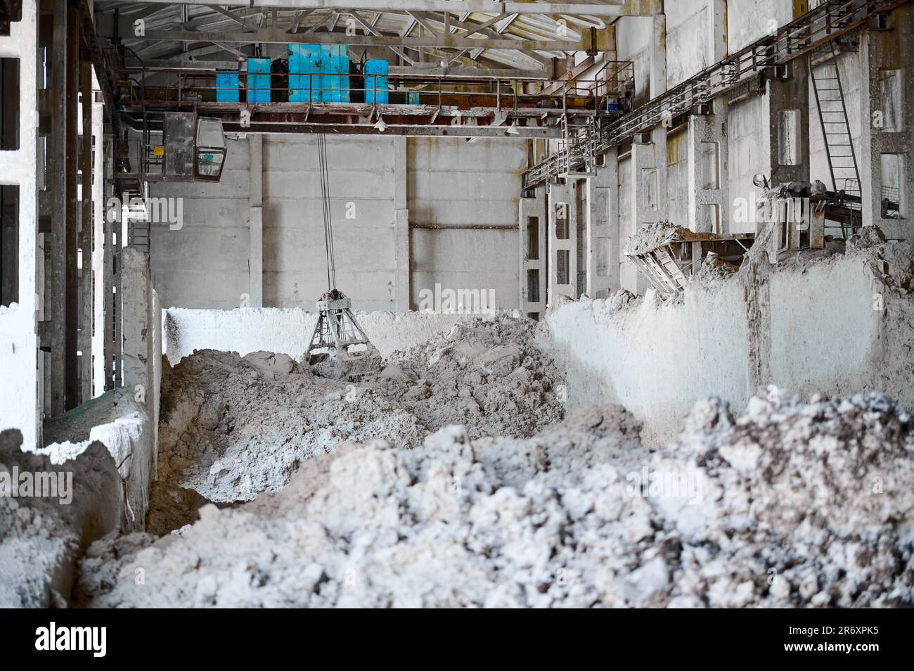 Loaded factory warehouse with chalk mined from open quarry Stock Photo ...