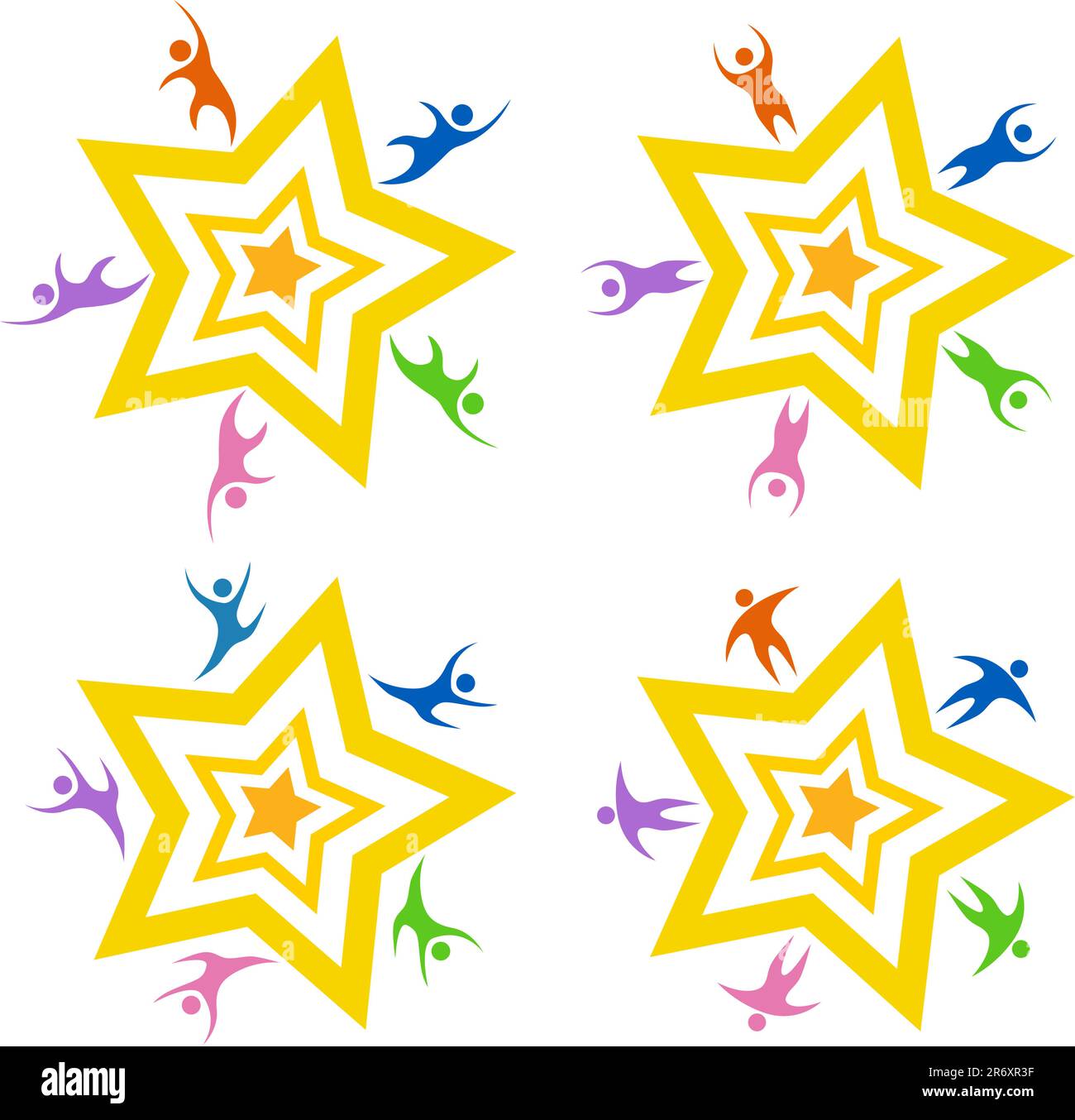 Teaming star set isolated on a white background Stock Vector Image ...