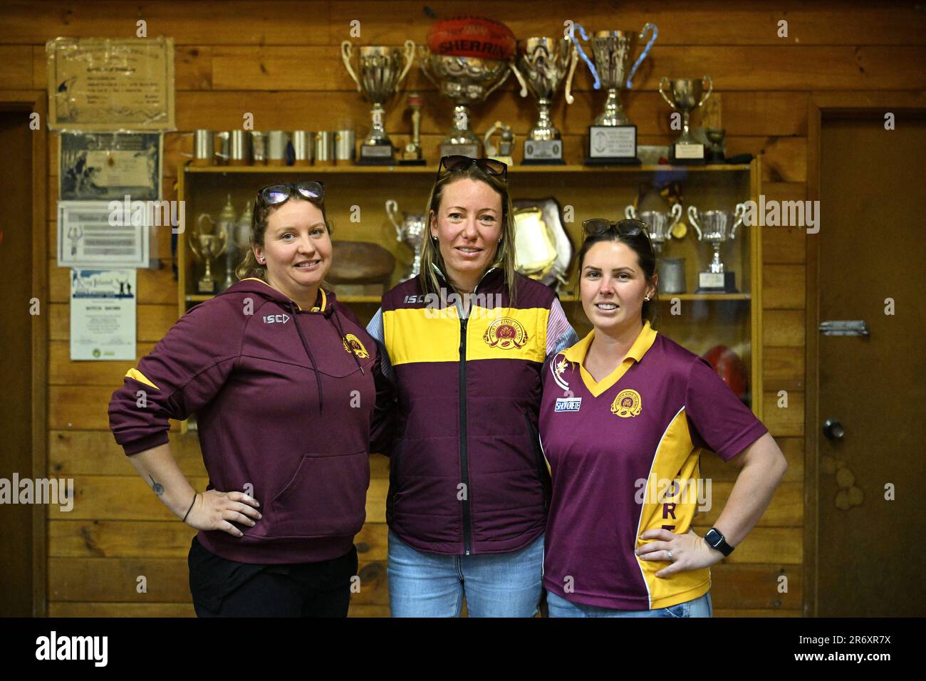 (L-R) Chloe Watson, Nicole Conley and Abbey Lewis pose for a photograph ...