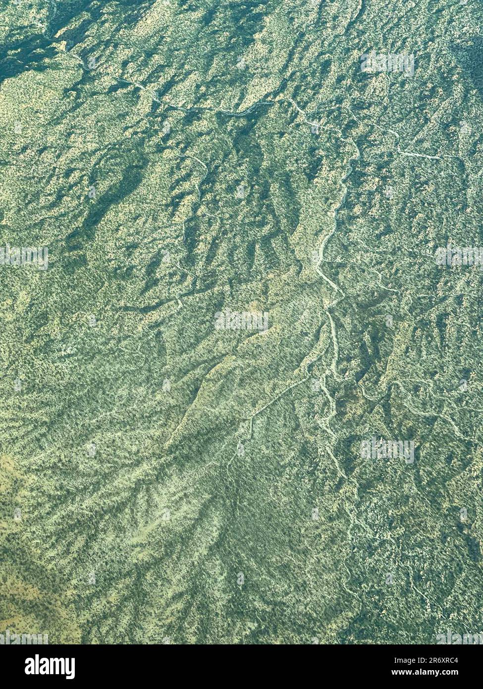 Aerial view of the desert and the mountains of Baja California Sur from ...