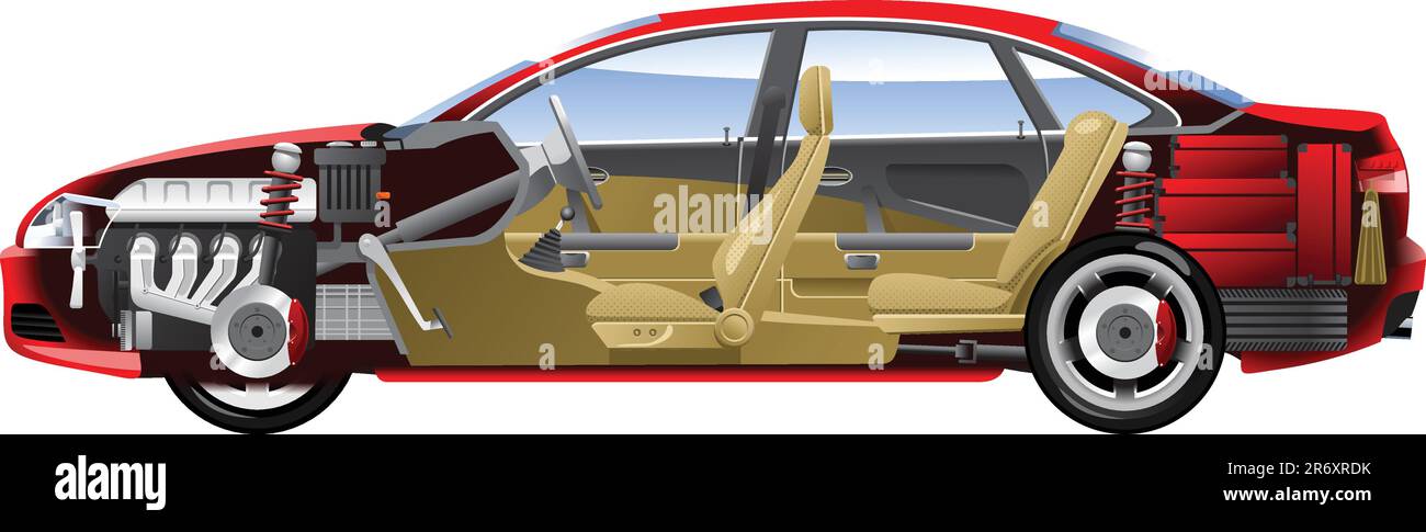 Car cutaway illustration hi-res stock photography and images - Alamy