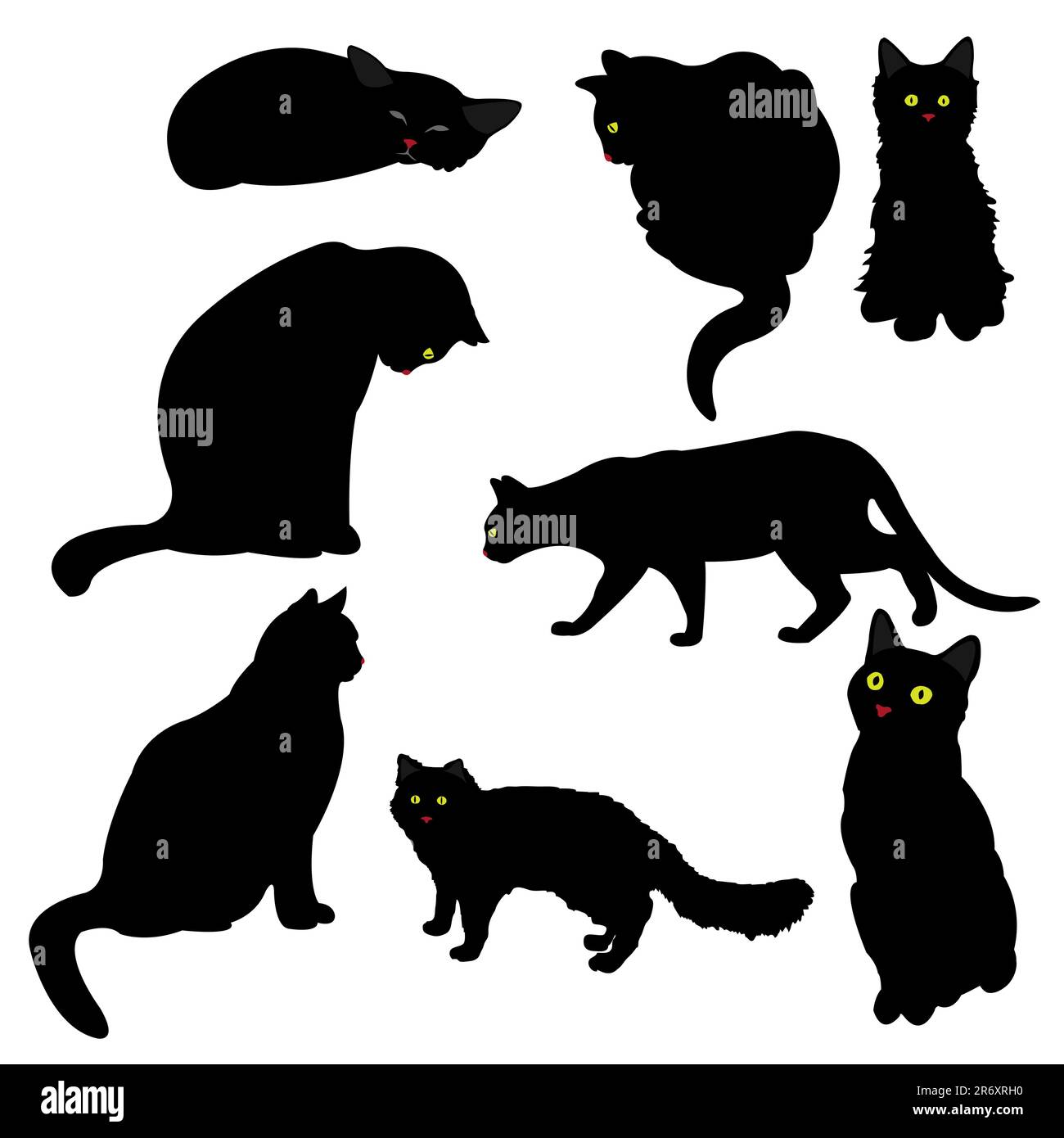 black cat silhouettes, vector illustration Stock Vector Image & Art - Alamy