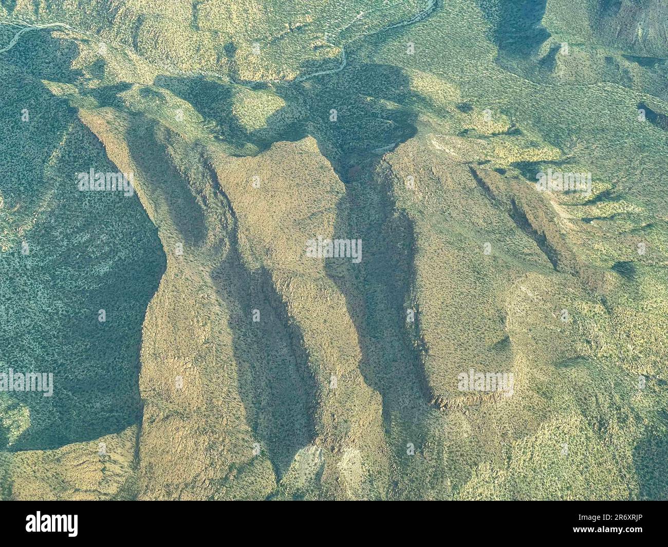 Aerial view of the desert and the mountains of Baja California Sur from ...