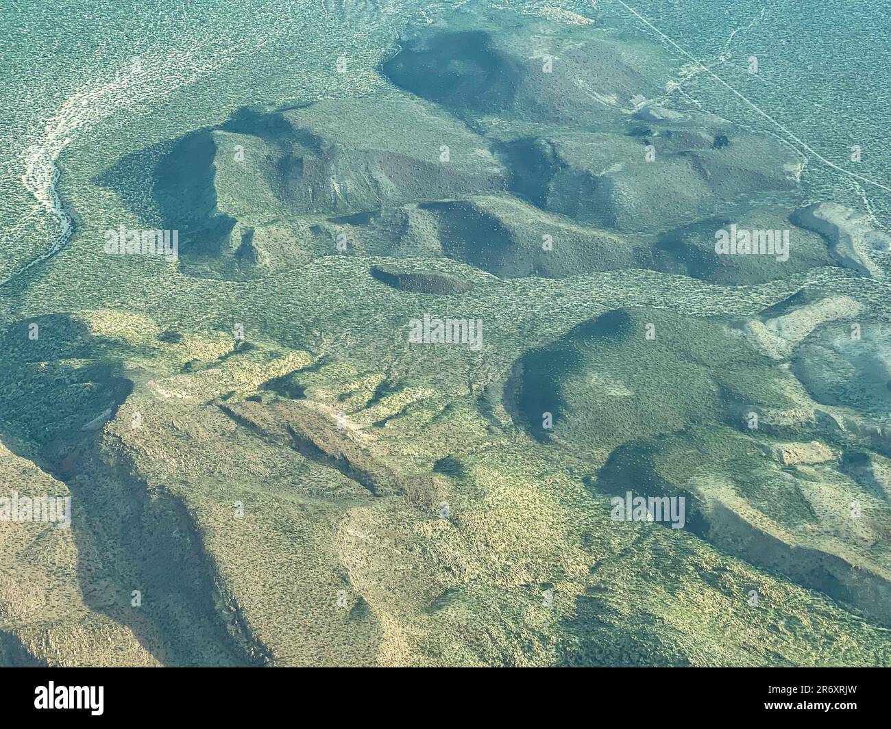 Aerial view of the desert and the mountains of Baja California Sur from ...