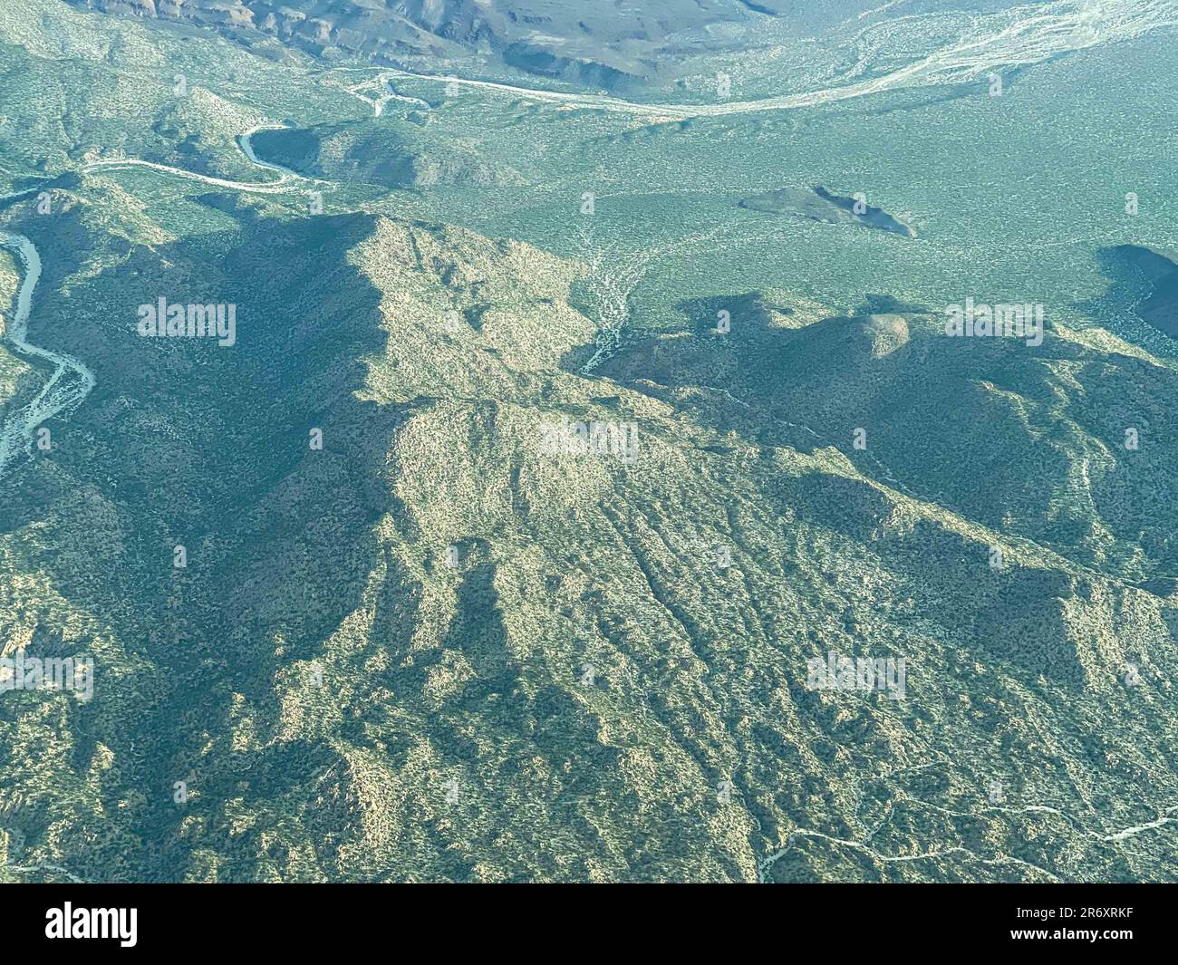 Aerial view of the desert and the mountains of Baja California Sur from ...