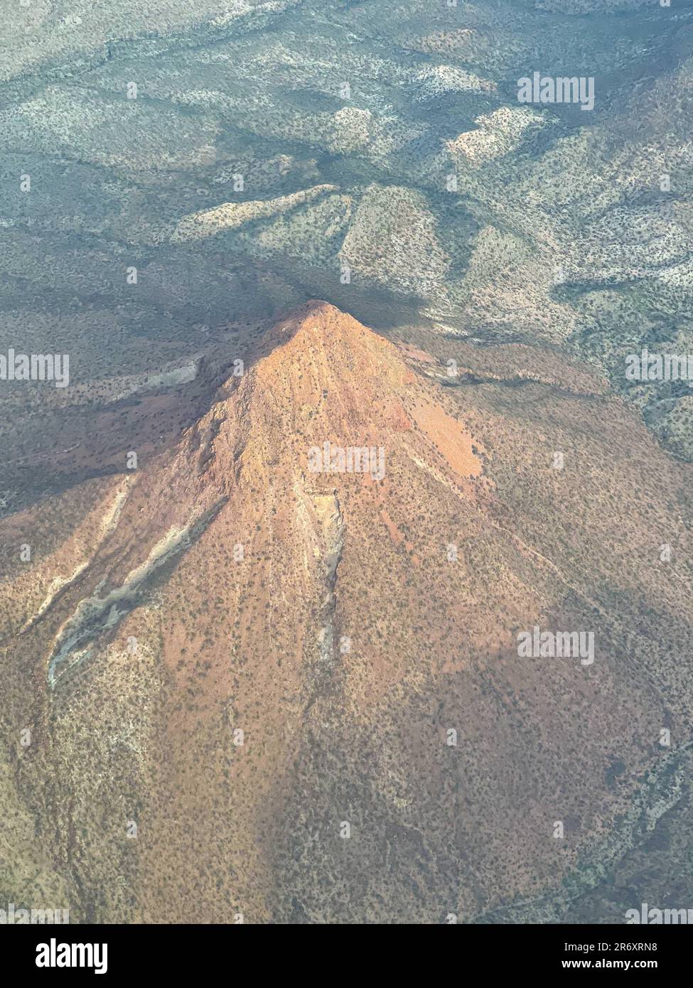 Aerial view of the desert and the mountains of Baja California Sur from ...
