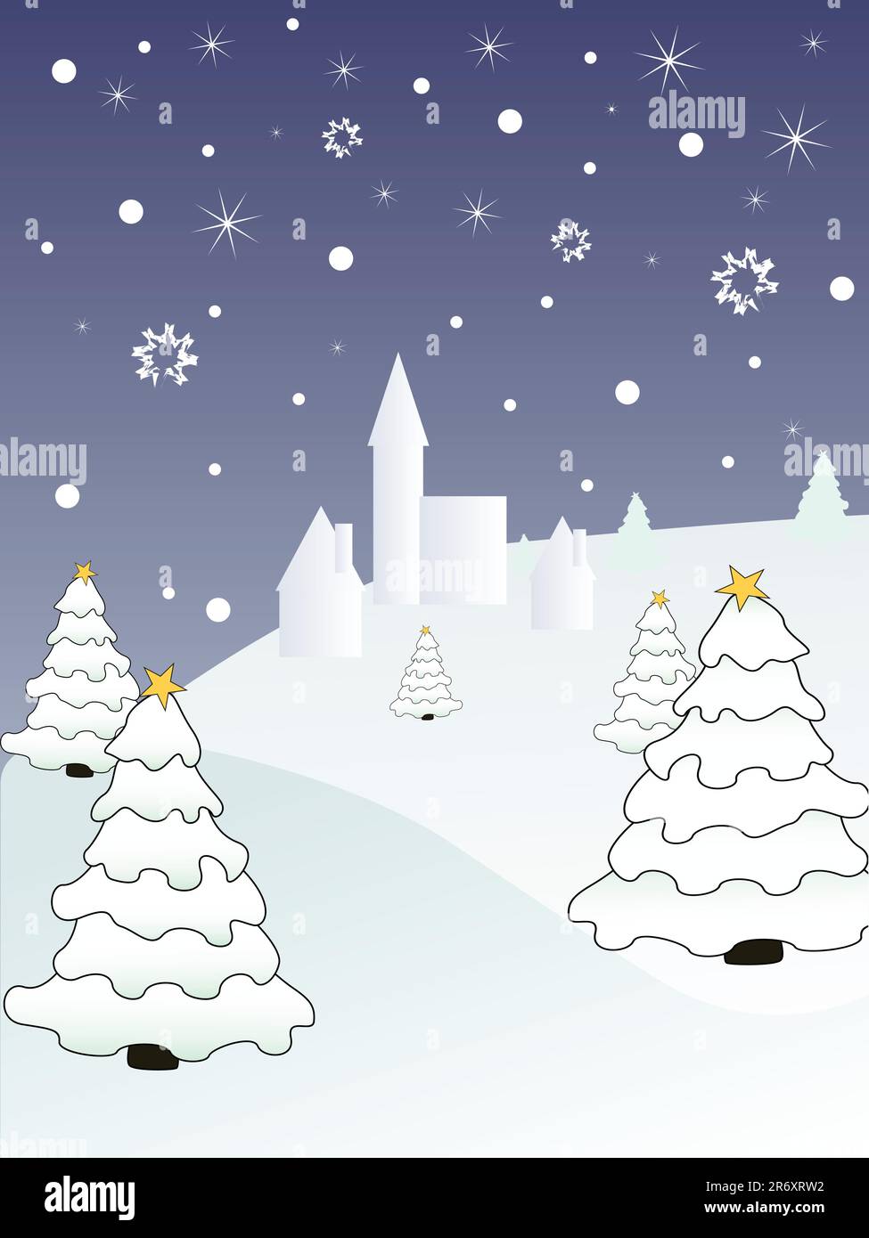 Line drawing winter landscape winter hi-res stock photography and ...