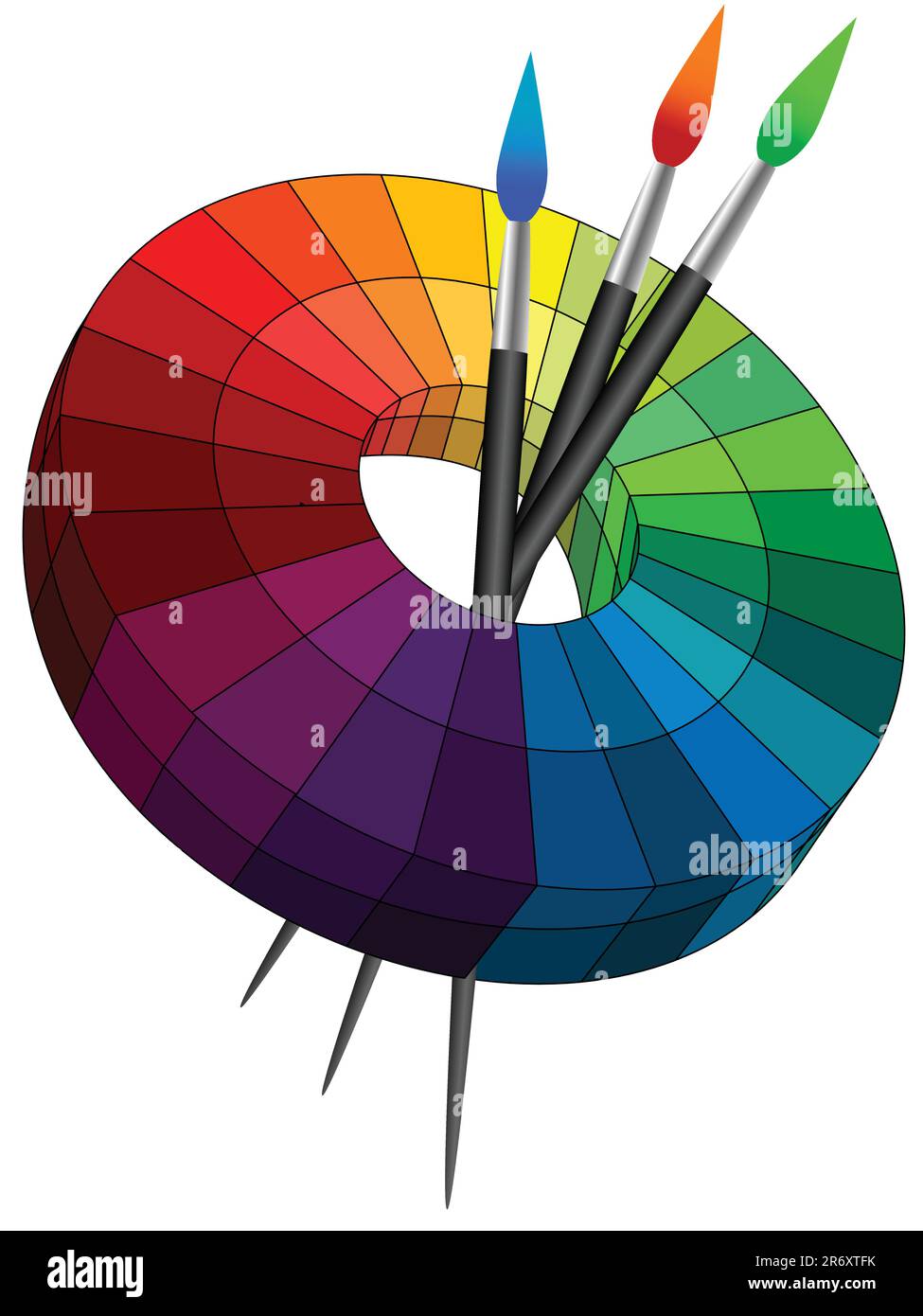 Color palette in 3d with brushes for drawing and a paint Stock Vector ...