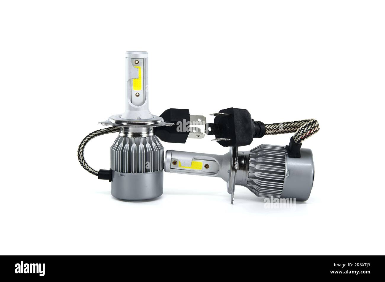 Car H4 LED headlight bulbs isolated on white background Stock Photo - Alamy