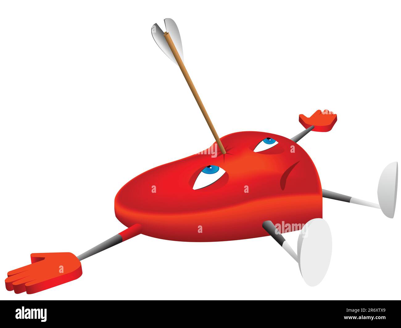 Symbol of love loving heart pierced by the archer of a cupid in a ...