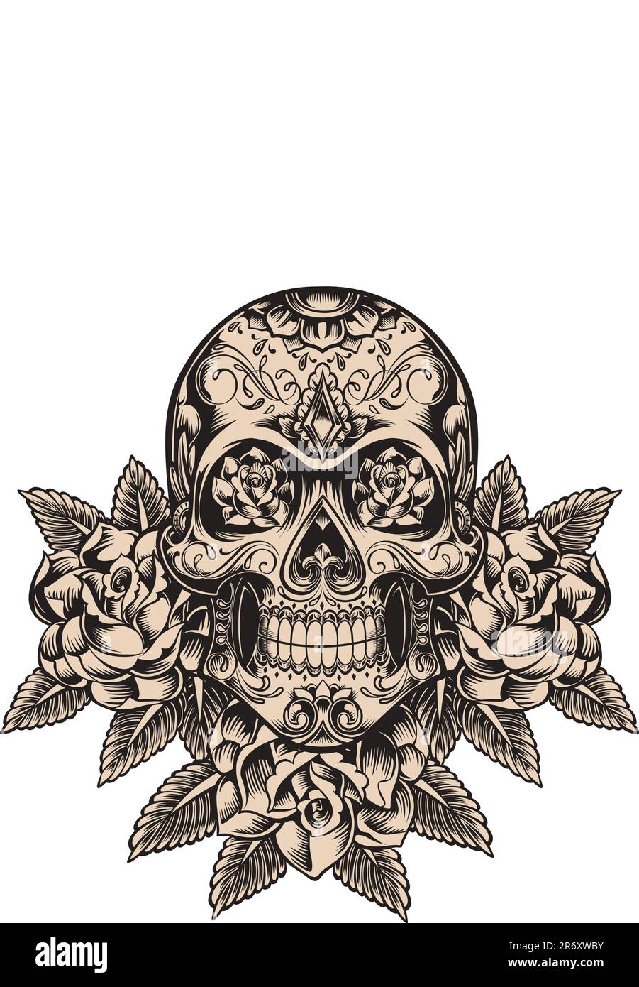 Human skull tattoo design Stock Vector Images - Alamy