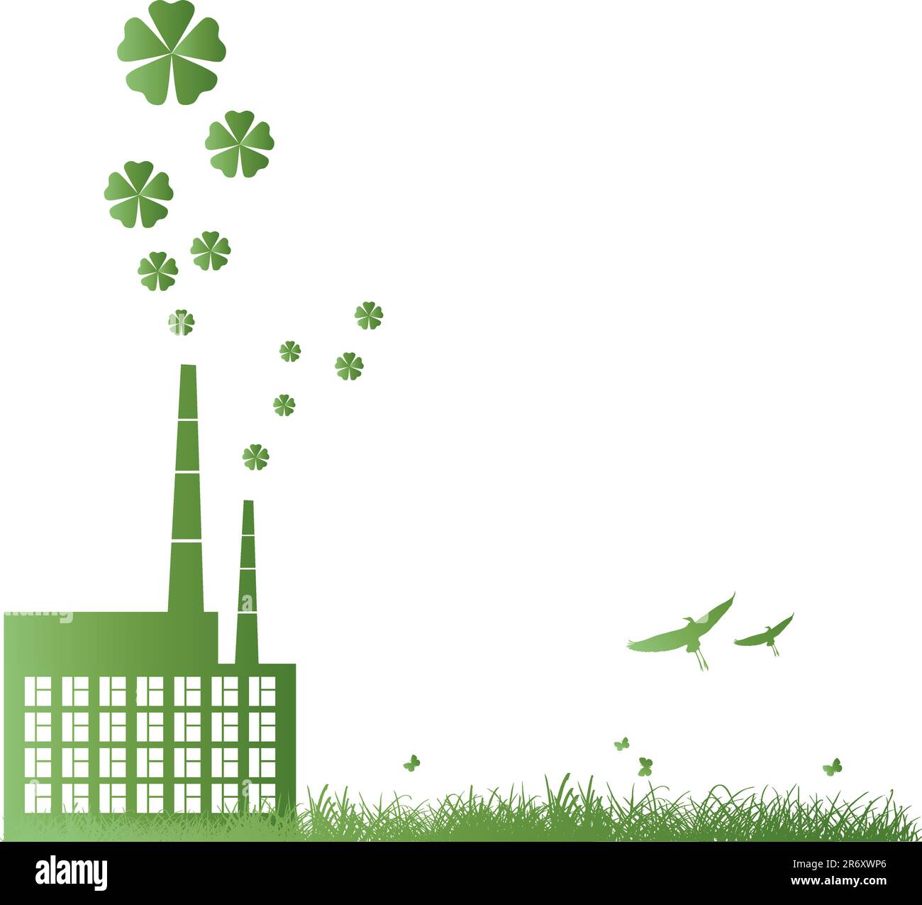ecology illustration with green factory and flower Stock Vector Image ...