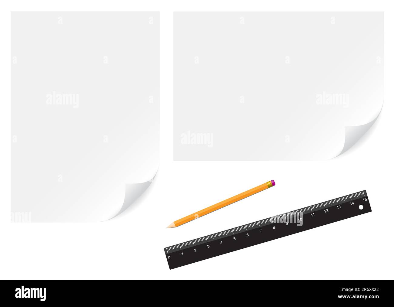 Paper, pencil and ruler isolated on the white background Stock Vector ...