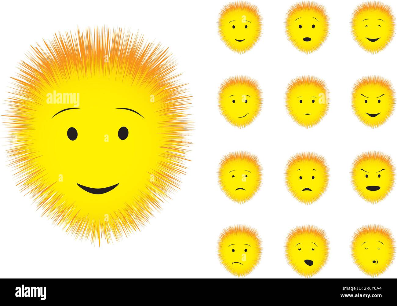 Cartoon fluffy emotions smiley on the white background Stock Vector ...