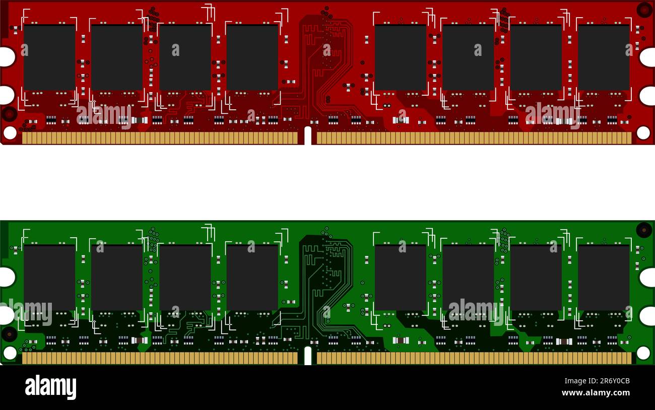 Two DDRII modules red and green - vector Stock Vector Image & Art - Alamy